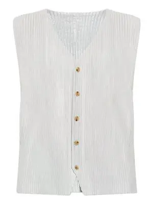 Issey Miyake Pleated V-neck Waistcoat - Grey