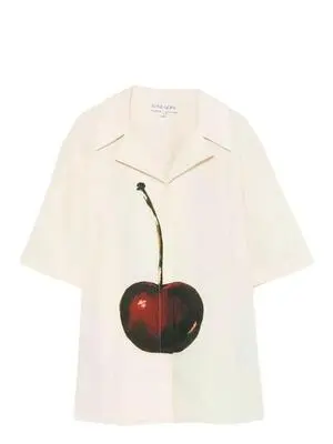 Stine Goya Pinstriped Cherry Print Shirt - Neutrals