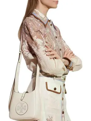 Tory Burch Perforated Logo Leather Crossbody Bag - Neutrals