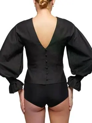 CATALINA Chiara Puff-sleeve Blouse - Black