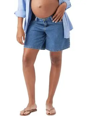 RIPE MATERNITY Dion Denim Shorts - Classic Wash