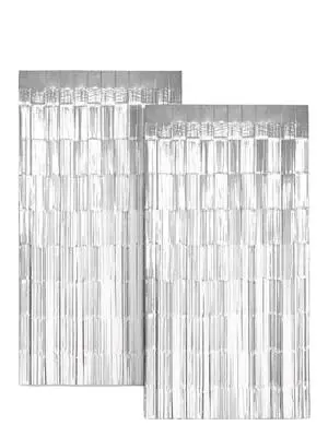 ZINK Foil Fringe Backdrop Curtains - Silver