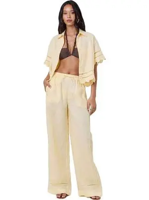 NICHOLAS Erica Linen Wide Leg Pant - Yellow