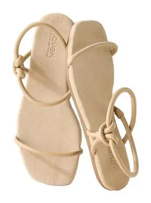 HAVEN WELL WITHIN Leather Double Strap Knot Sandals - Buff
