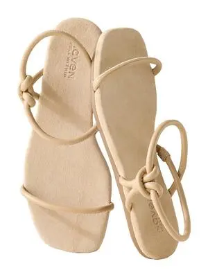 HAVEN WELL WITHIN Leather Double Strap Knot Sandals - Buff