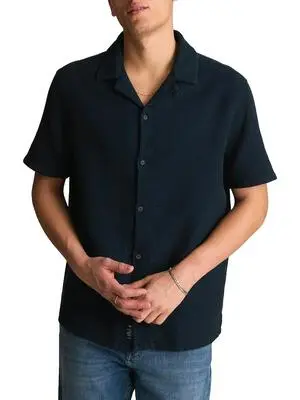MAVI Waffle Knit Camp Shirt - Total Eclipse