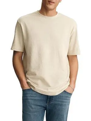 MAVI Off White Textured Cotton Crewneck T-shirt Overcast