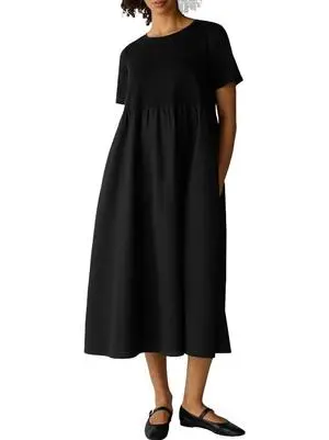 Eileen Fisher Organic Cotton Knit Midi Dress - Black