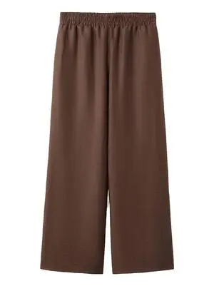 Mango Wide Leg Palazzo Pants - Brown