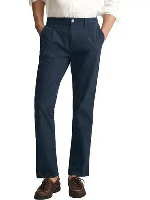 MAVI Pleated Cotton Blend Trousers - Navy Stripe Seersuck