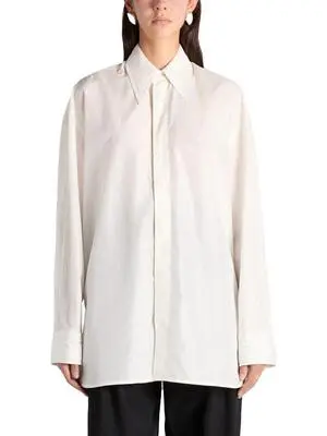 Bottega Veneta Oversized Cotton Button-up Shirt - 9107 Parchment