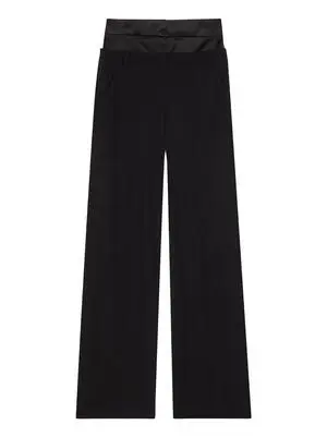 Erdem Layered-effect Wide-leg Wool Trousers - Black