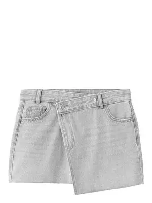 Mango Crossover Denim Miniskirt Denim Grey