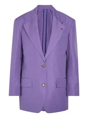 Versace Wool And Linen-blend Blazer - Violet
