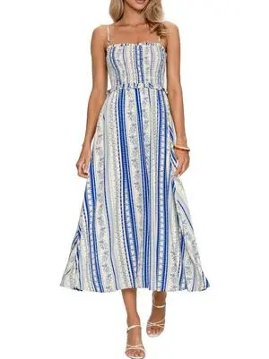 PS BY CUPSHE Sleeveless Striped A-line Midi Dress - Light Blue
