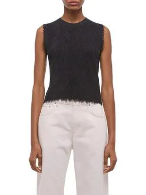Helmut Lang Helmut Lang Raw Edge Linen Blend Sweater Tank Black