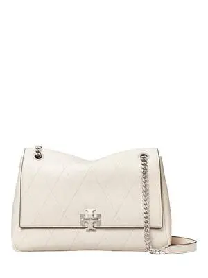 Tory Burch Charlie Quilted Leather Shoulder Bag - Light Cream