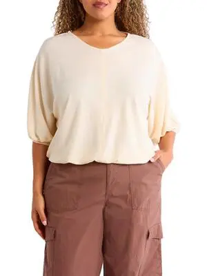 Wit & Wisdom Elbow Sleeve Blouson Top - Ecru