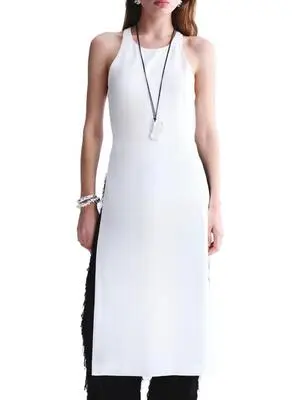 Mango Open Back Satin Longline Top - Off White