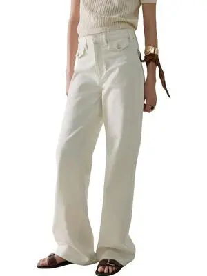 Mango Flap Pocket Jeans - White