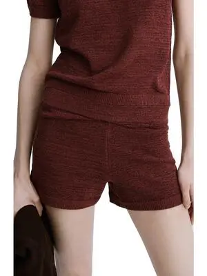 Mango Fitted Knit Shorts - Burnt Orange