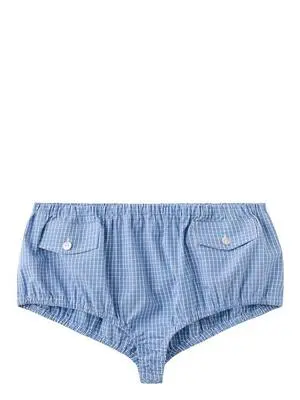 Mango Checked Ultrashort Shorts - Blue