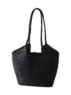 HAVEN WELL WITHIN Raffia Tote Bag - Black