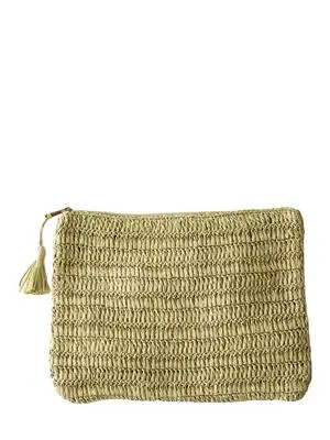 HAVEN WELL WITHIN Straw Clutch - Celery Leaf
