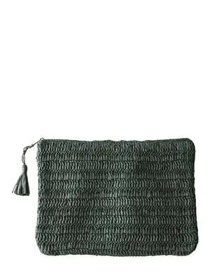 HAVEN WELL WITHIN Straw Clutch - Olive