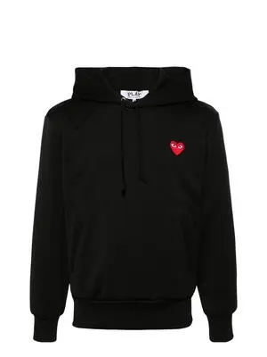 Comme Des Garçons Heart Patch Hooded Sweatshirt - Black