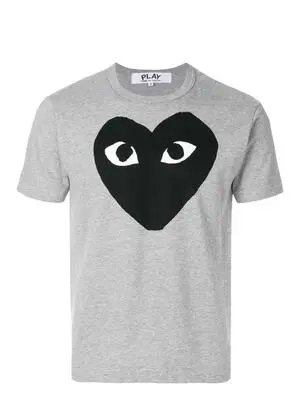 Comme Des Garçons Heart Printed Crewneck T-shirt - Gray