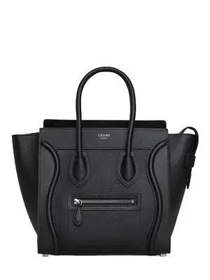 Celine Luggage Drummed Micro Tote - Black