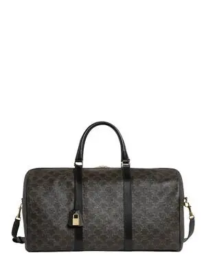 Celine Triomphe Canvas And Calfskin Big Travel Bag - Black