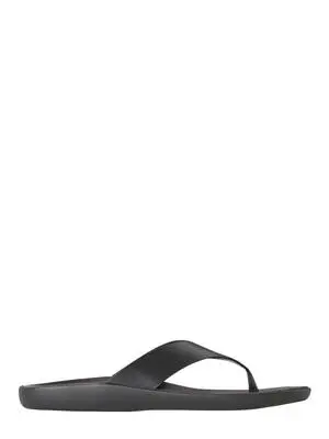 THE ROW Leather Flip Flops - Black