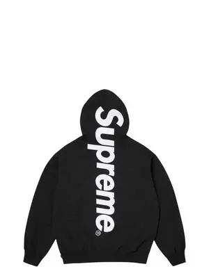 Supreme Satin Appliqué Hooded Sweatshirt - Black