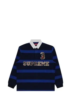 Supreme Striped Rugby Long Sleeve Shirt - Navy