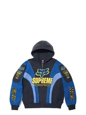 Supreme X Fox Racing Zip Up Hooded Sweatshirt - Navy