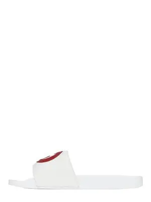 Gucci Gg Pattern Leather Slide Slipper - White/red