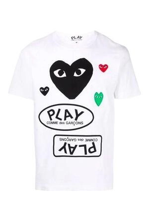 Play Comme Des Garcon Multi Heart T-shirt 'white Black - White/black