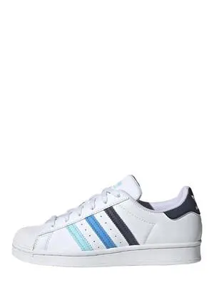 Adidas Superstar Low Top Lace Up Sneakers - Cloud White/bliss Blue/pulse Blue