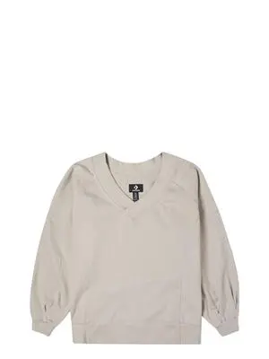 CONVERSE Solid Color Loose Knit V Neck Beige Hoodie - Creamy