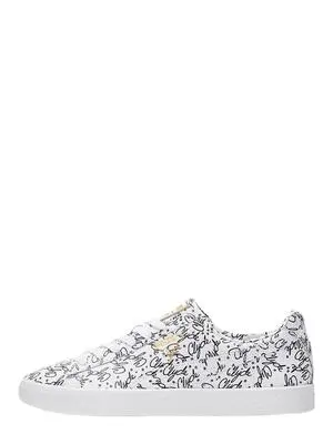 PUMA Clyde All Over Script Print Sneakers - White/black