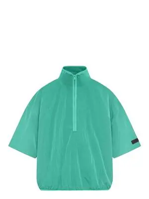 Fear Of God Ss24 Crinkle Nylon Half Zip Short Sleeve Shirt - Mint Leaf