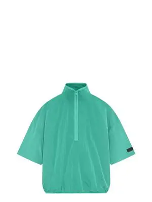 Fear Of God Ss24 Crinkle Nylon Half Zip Short Sleeve Shirt - Mint Leaf