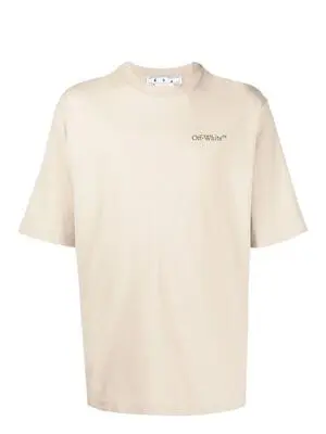 OFF-WHITE Off-white Ss22 Logo Round Neck Pullover Short Sleeve Loose Fit Khaki