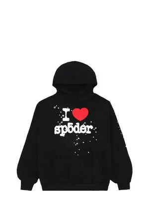 SP5DER I Heart Sp5" Hoodie - Black/white/red