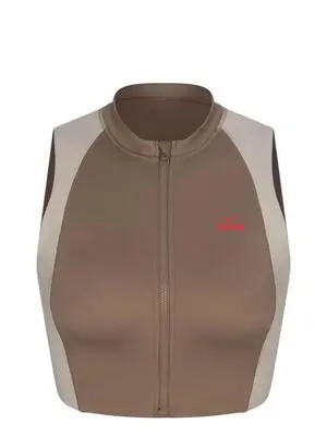 Nike X Skims Shine Front-zip Bra - Truffle/stone