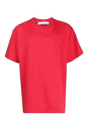 Off-White 2019-20fw Crew Neck Street Style Cotton Short Sleeves Logo - Red