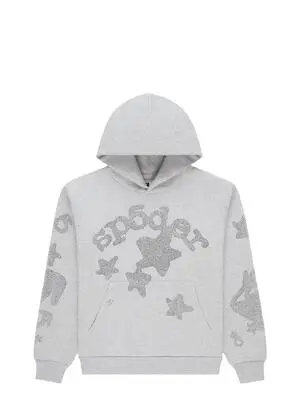 SP5DER Rhinestone Beluga Hoodie - Heather Grey