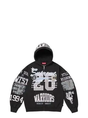 Supreme Warriors Appliqué Zip Up Hooded Sweatshirt - Black